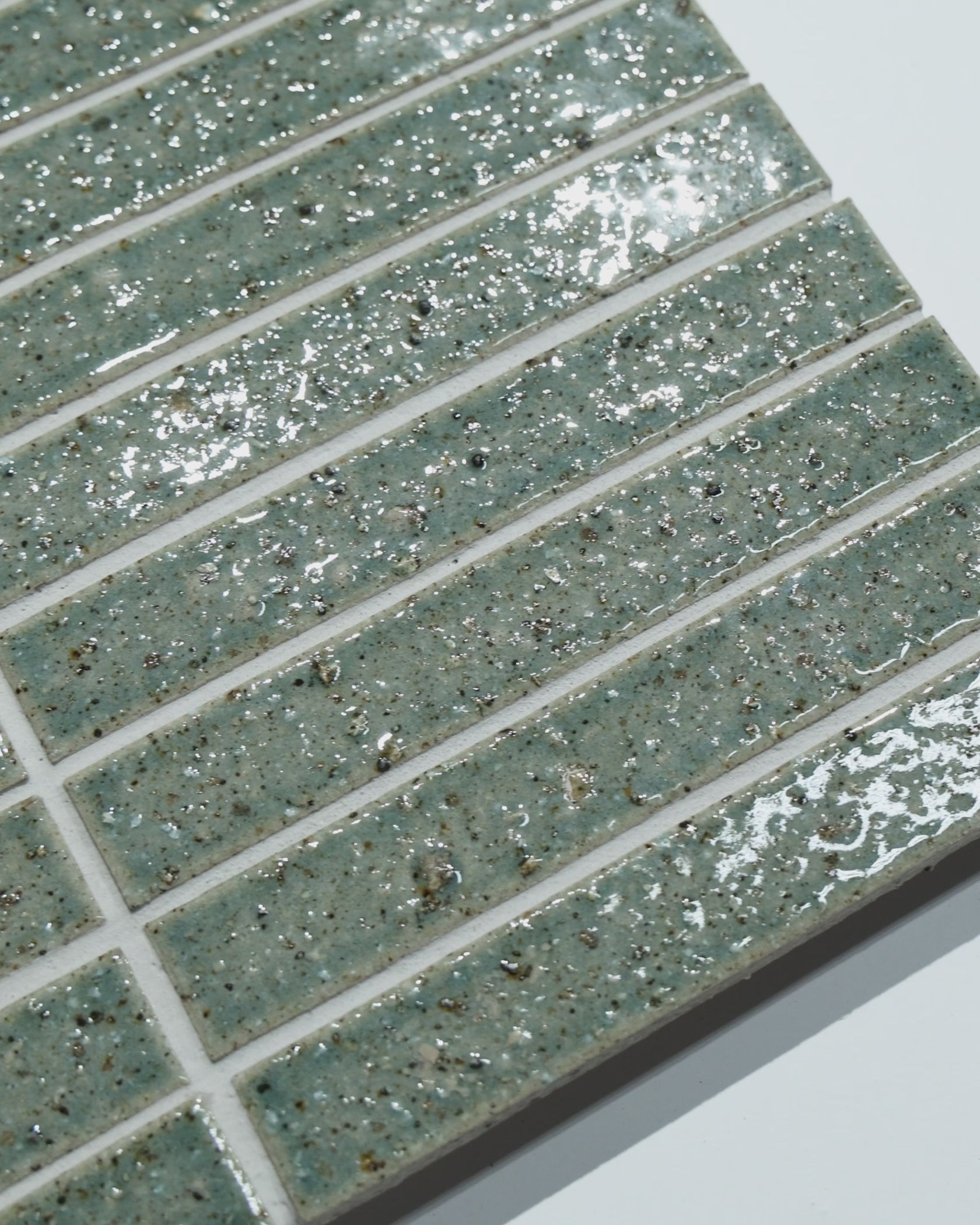 Hatsuborder Aqua Hand Glazed Japanese Mosaic Tile | Kazoku Tiles